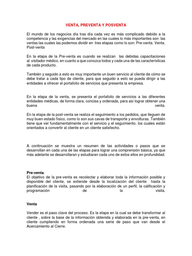 Preventa-Venta y Postventa | PDF | Cliente | Economias