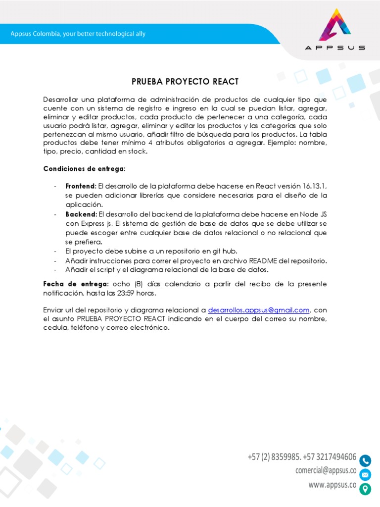 Prueba Proyecto React PDF | PDF | Informática | Tecnología