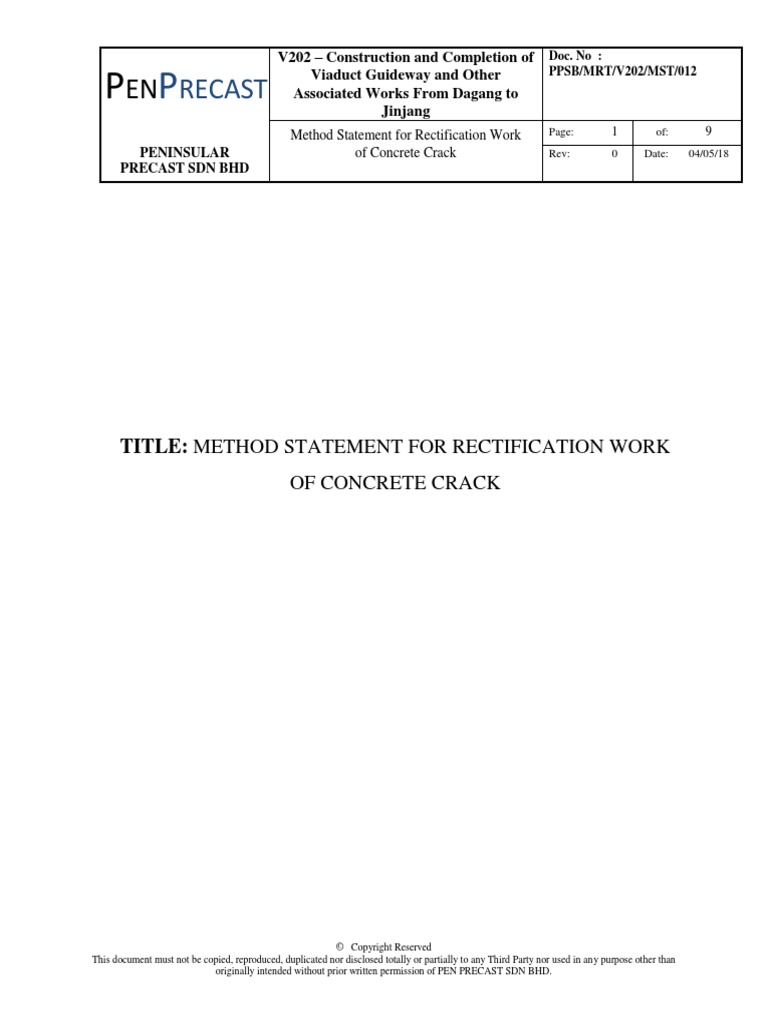 MS For Rectification Work of Concrete Crack | PDF | Mortar (Masonry ...