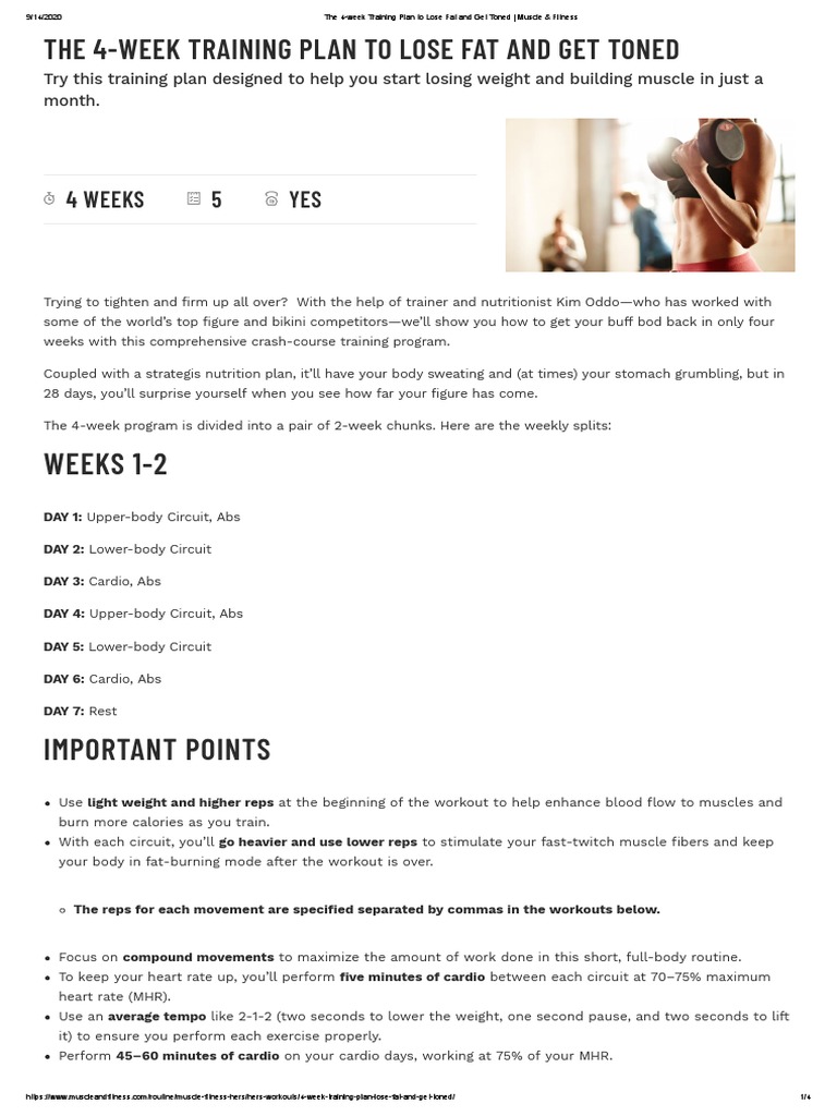 The 4-Week Training Plan To Lose Fat and Get Toned - Muscle & Fitness ...