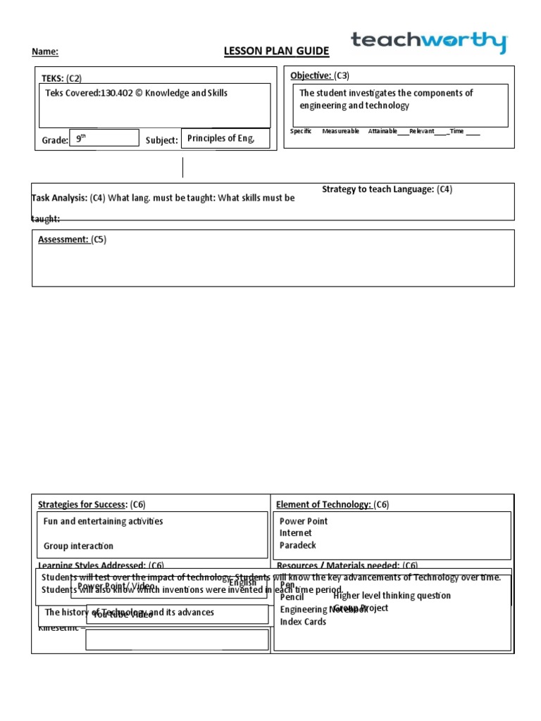 Lesson Plan Guide: Specific Measureable Attainable Relevant - Time ...
