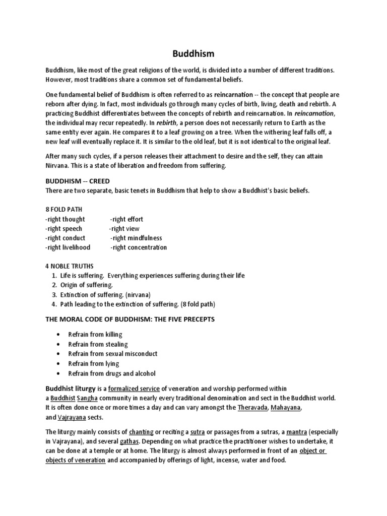 Buddhism - Creed | PDF | Reincarnation | Nirvana
