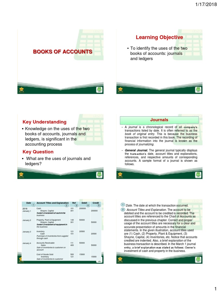 Learning Objective: - To Identify The Uses of The Two Books of Accounts ...
