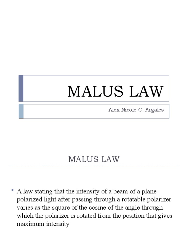 Understanding Malus Law of Polarization | PDF