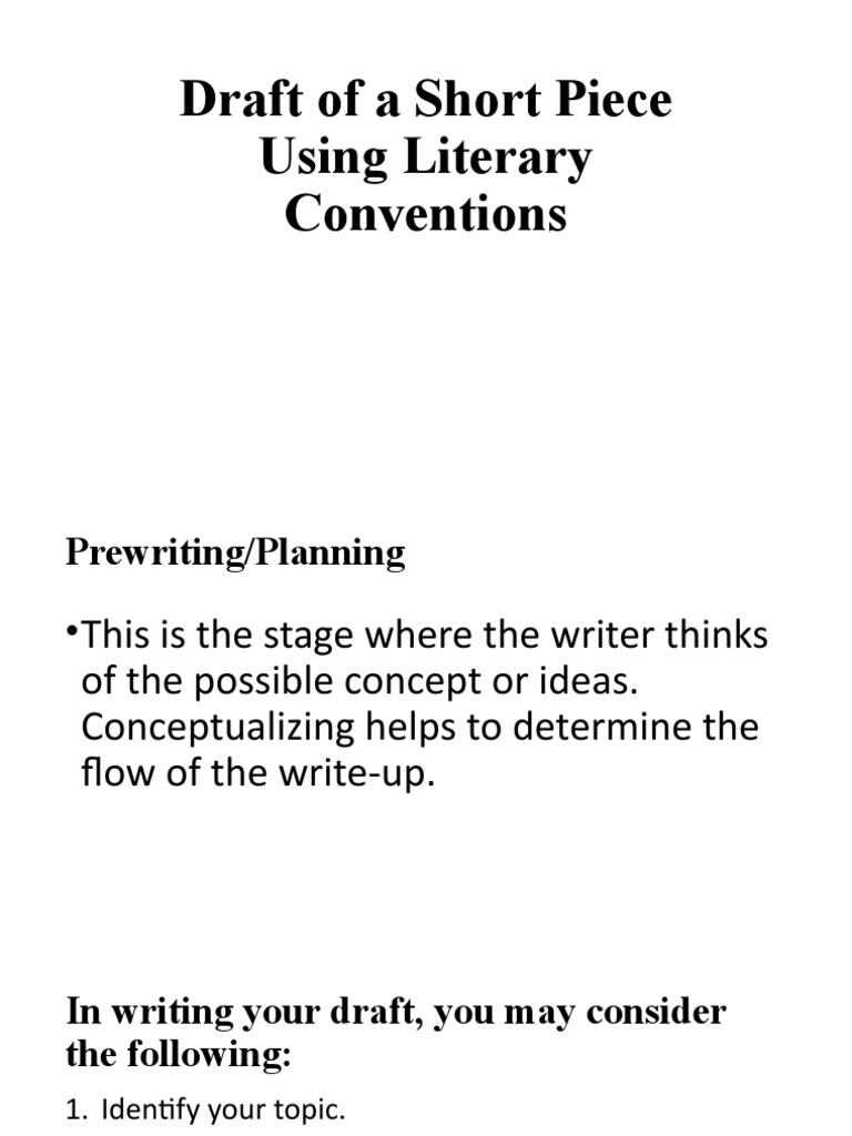 Draft of A Short Piece Using Literary Conventions | PDF