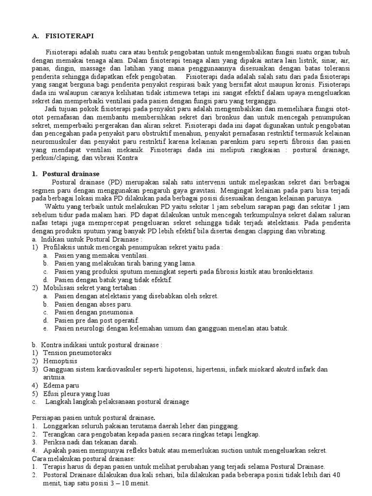 Fisioterapi Dada untuk Penyakit Paru | PDF