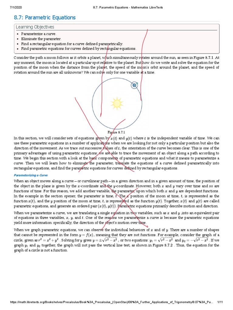 1 - Parametric Equations Multiple Examples | PDF | Equations ...
