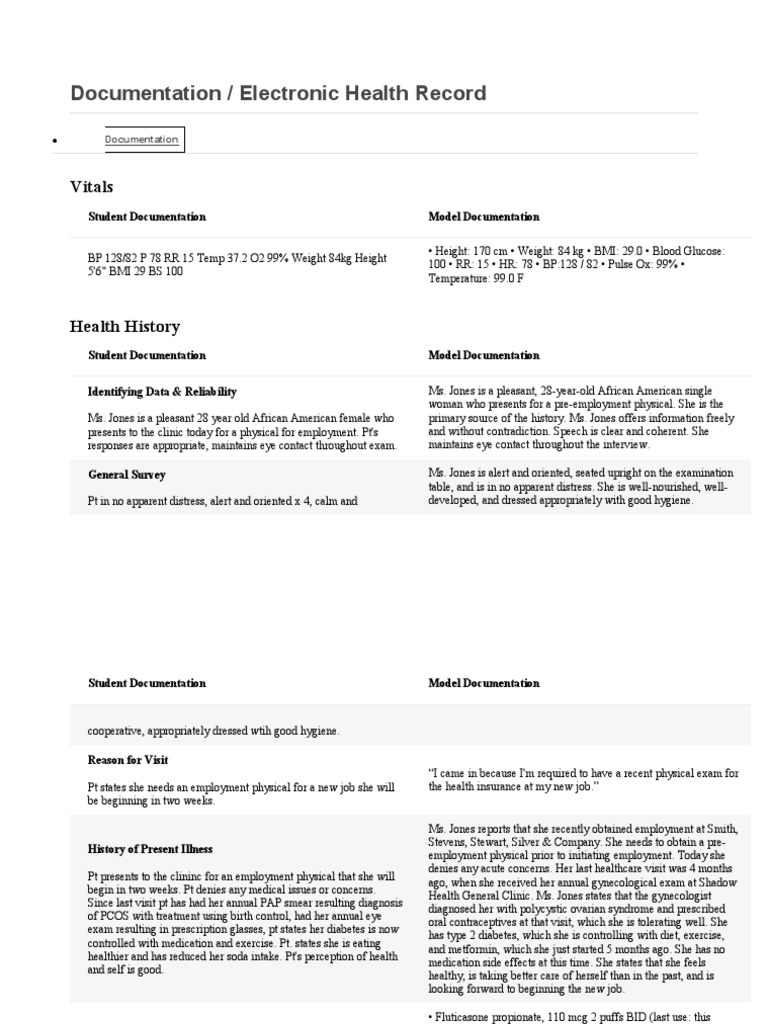 Documentation / Electronic Health Record: Vitals | PDF