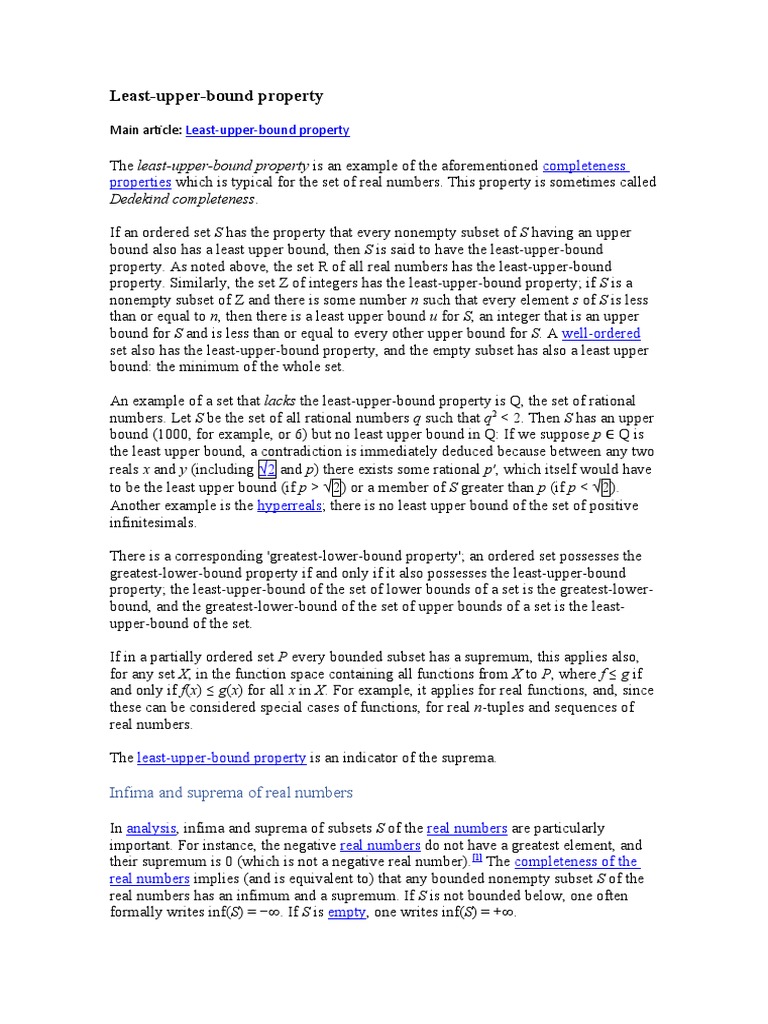 Least-Upper-Bound Property: Completeness Properties | PDF | Numbers | Abstract Algebra