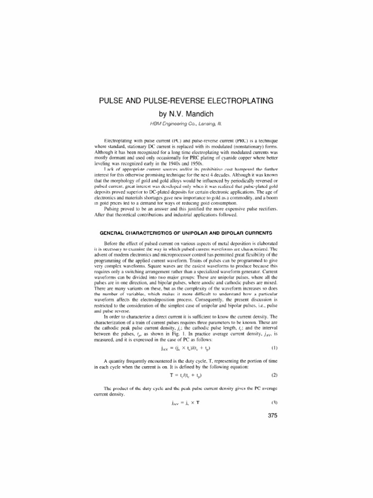 Pulse and Pulse-Reverse Electroplating by N.V. Mandich | Download Free ...