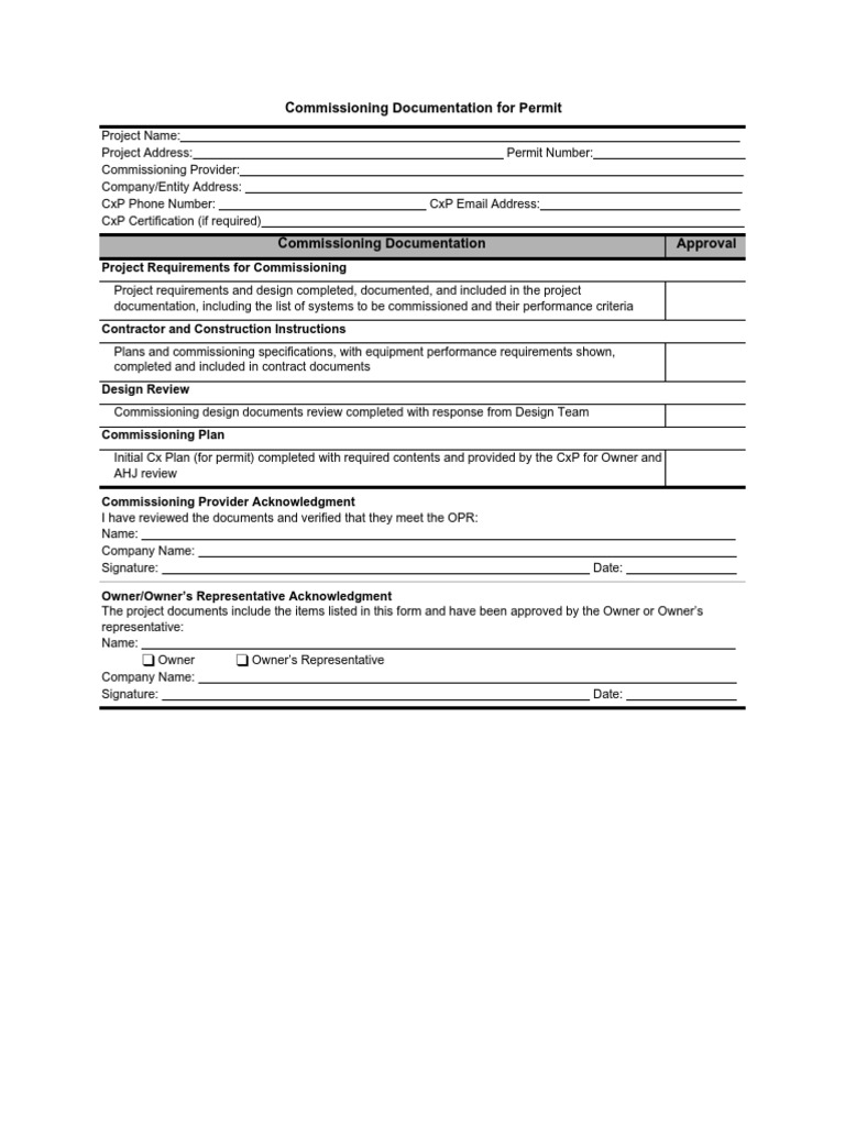 Commissioning Documentation For Permit | PDF | Government | Business