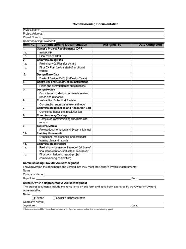 Commissioning Documentation | PDF | Business