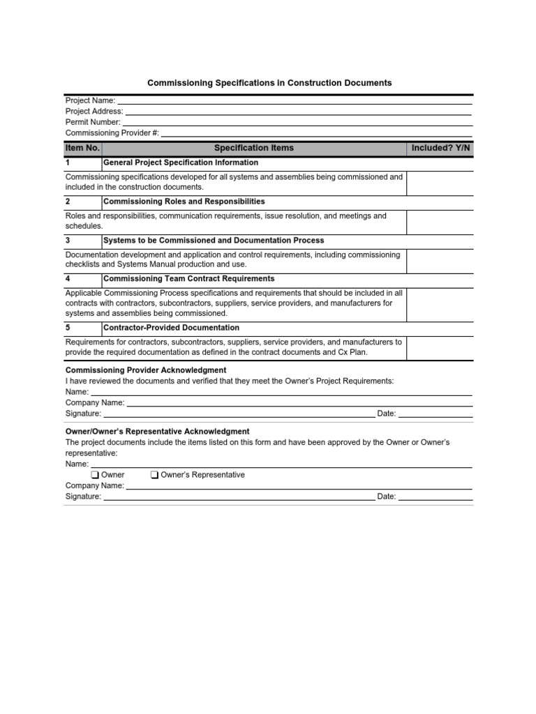 Commissioning Specifications Overview | PDF | Specification (Technical ...