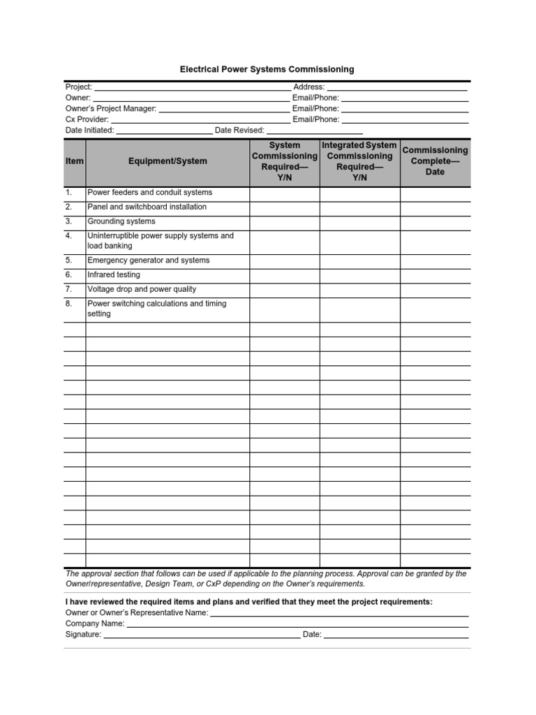 Electrical Power Systems Commissioning | PDF | Power Supply | Telephone