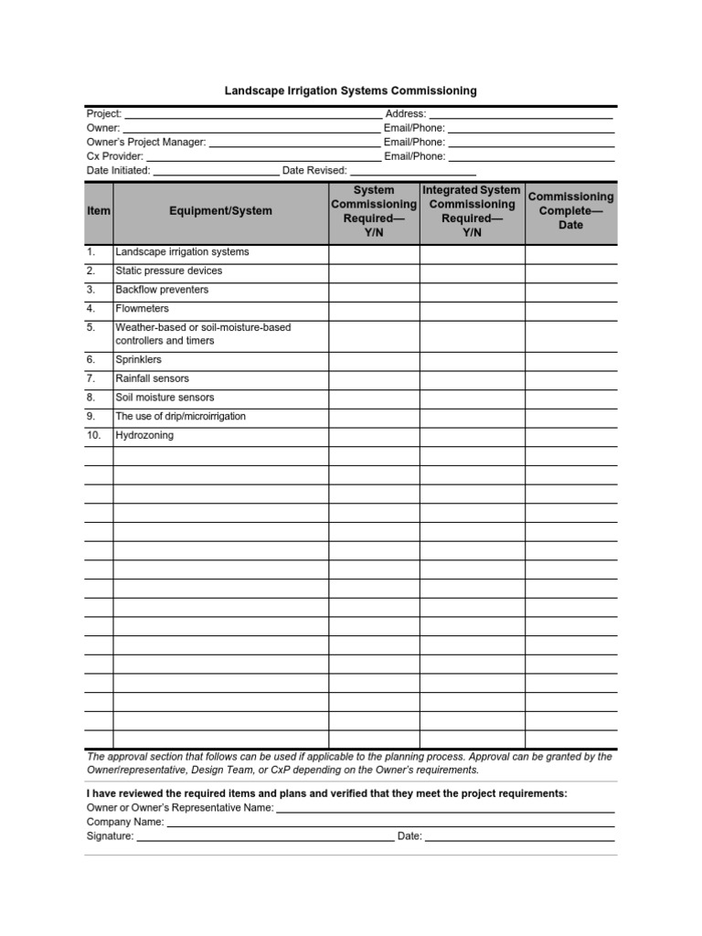 Landscape Irrigation Systems Commissioning | PDF | Hydrology | Irrigation
