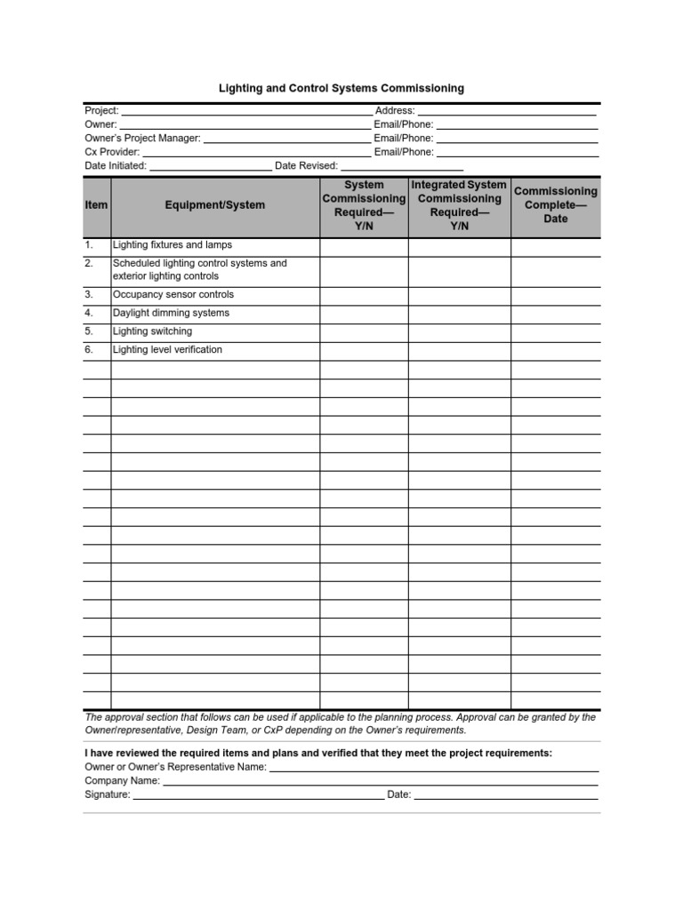 Lighting And Control Systems Commissioning Pdf Lighting Optics