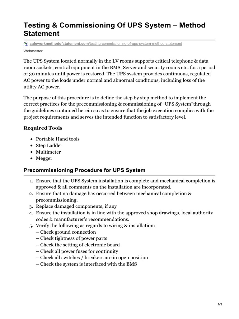 UPS System Commissioning Guide | PDF | Power Inverter | Rectifier