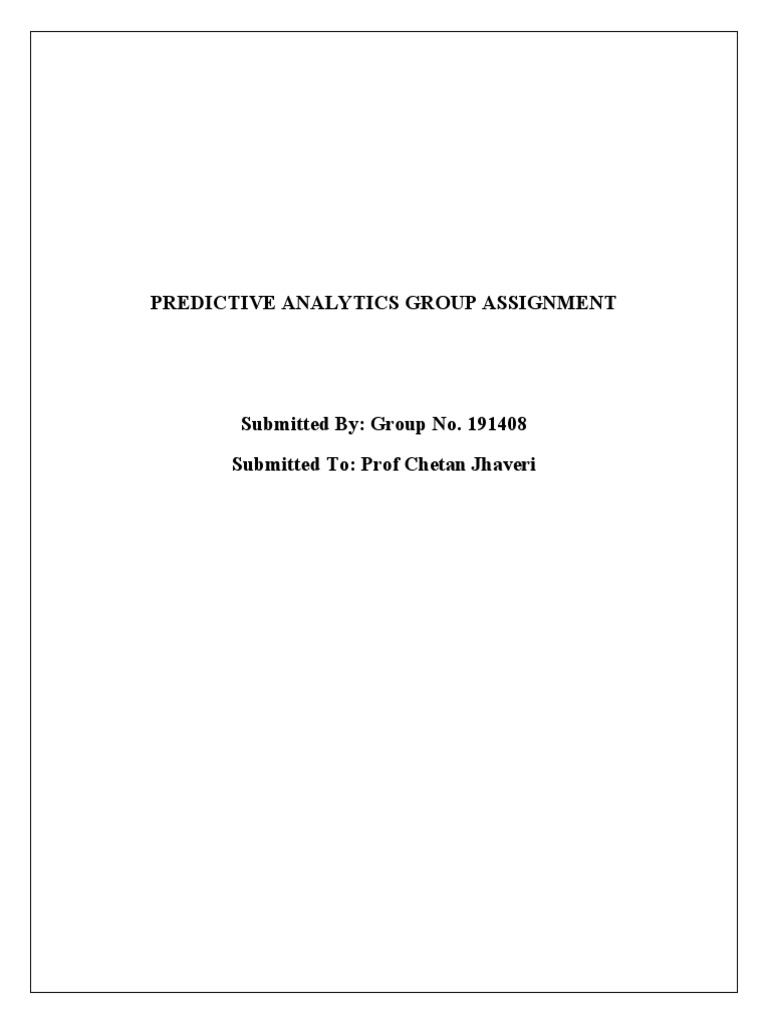 Predictive Analytics Group Assignment | PDF | Outlier | Errors And Residuals