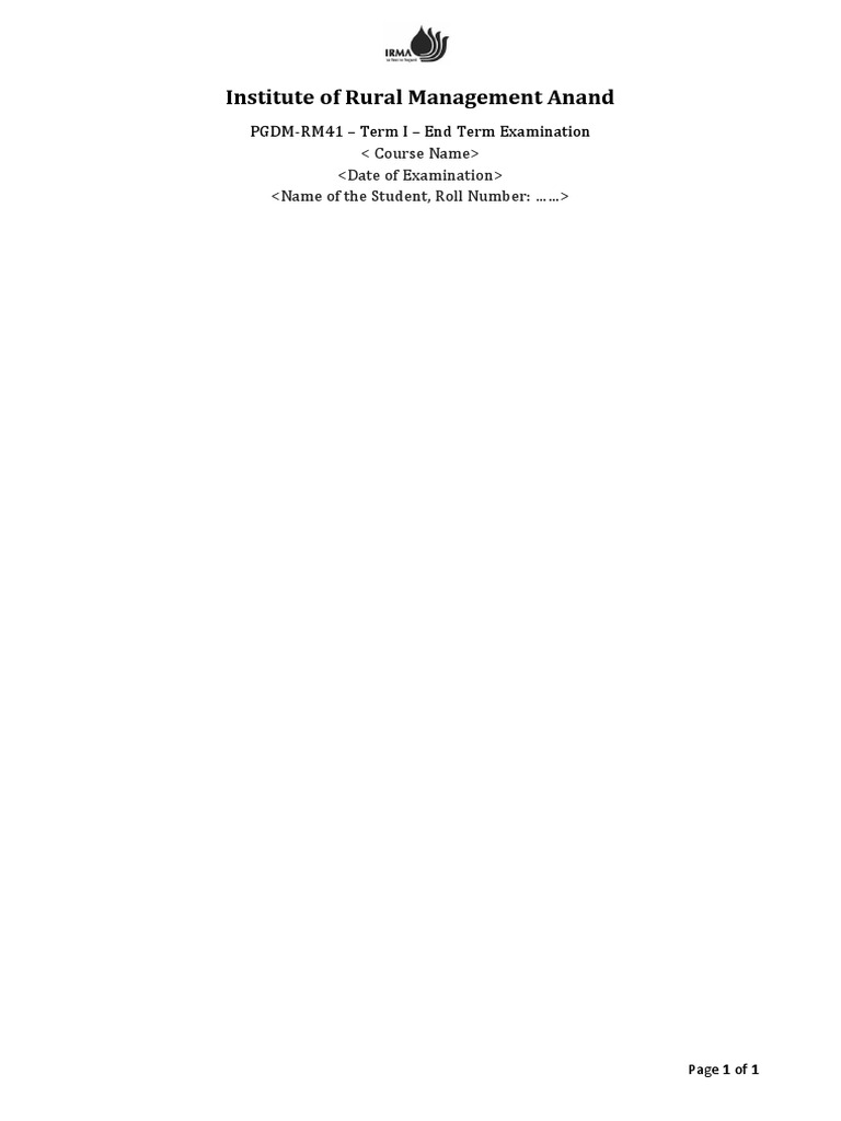 PGDM-RM41 - Answer Booklet Template | PDF