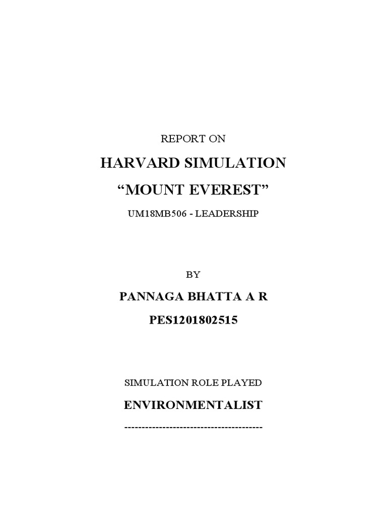 Harvard Everest Simulation Insights | PDF | Leadership | Mount Everest