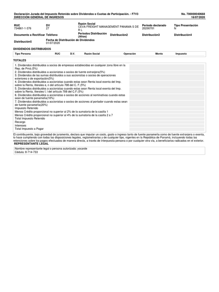 Formulario 7 | PDF | Dividendo | Impuestos