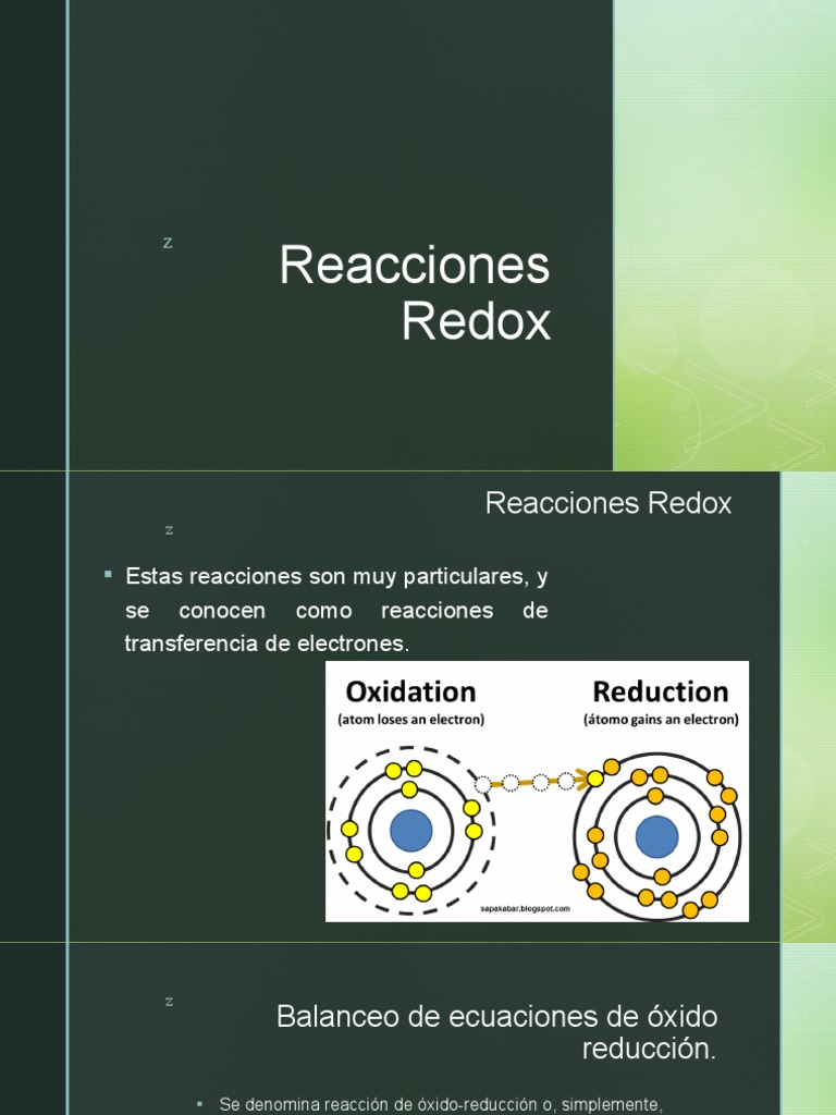 Presentacion Reacciones Redox Tac | PDF | Redox | Reacciones químicas