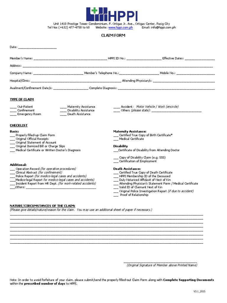 Hppi Claim Form | PDF | Medicine | Health Care