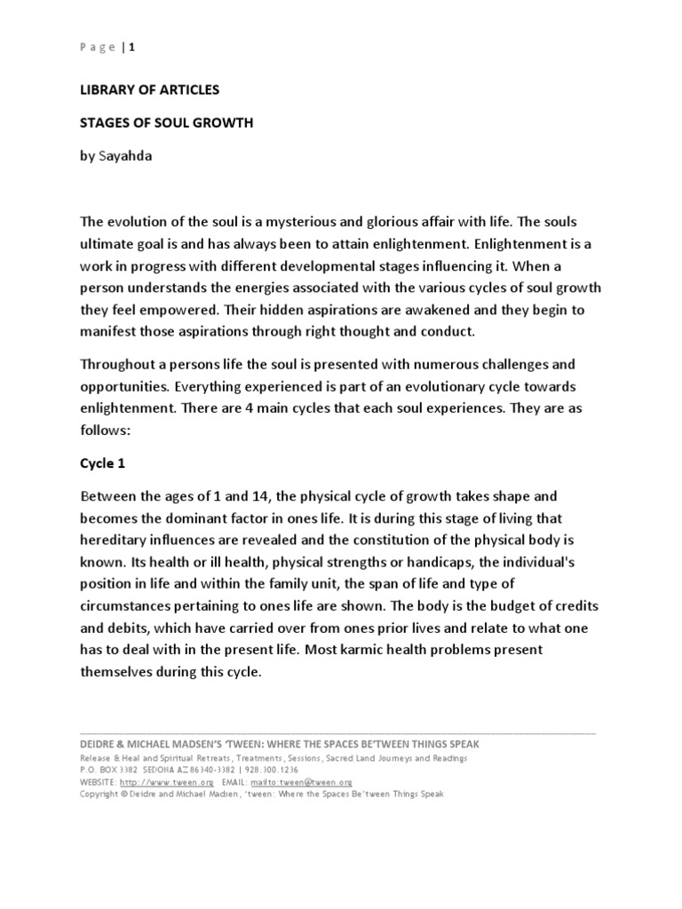 Articles Stages of Soul Growth Sayahda | PDF | Thought | Emotions
