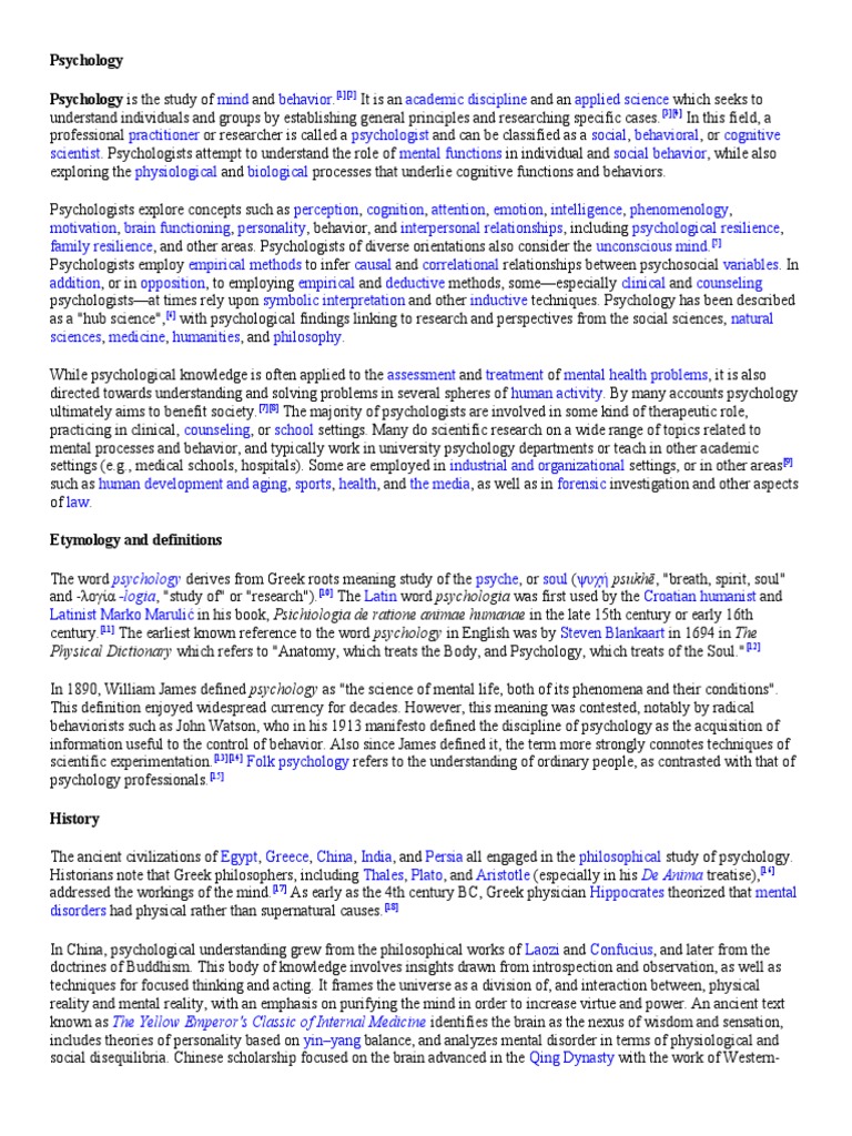 Psychology - OVERVIEW | PDF | Psychoanalysis | Cognitive Psychology