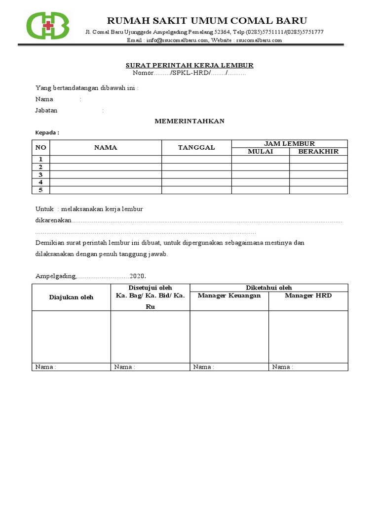 Surat Perintah Kerja Lembur | PDF