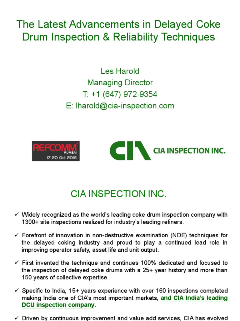 The Latest Advancements in Delayed Coke Drums Inspection Reliability ...