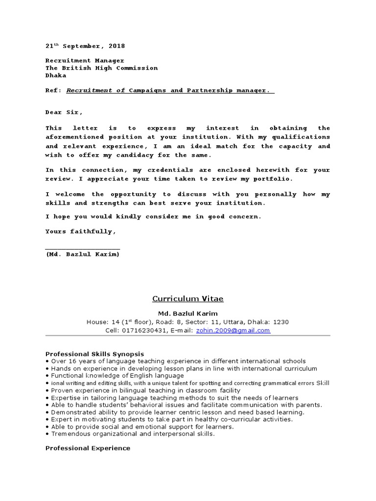 Apllication For Kader Molla | PDF | Bangladesh | Teachers