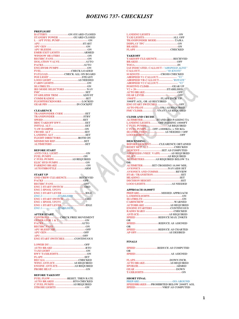 737 Checklist | PDF | Aircraft | Aerospace