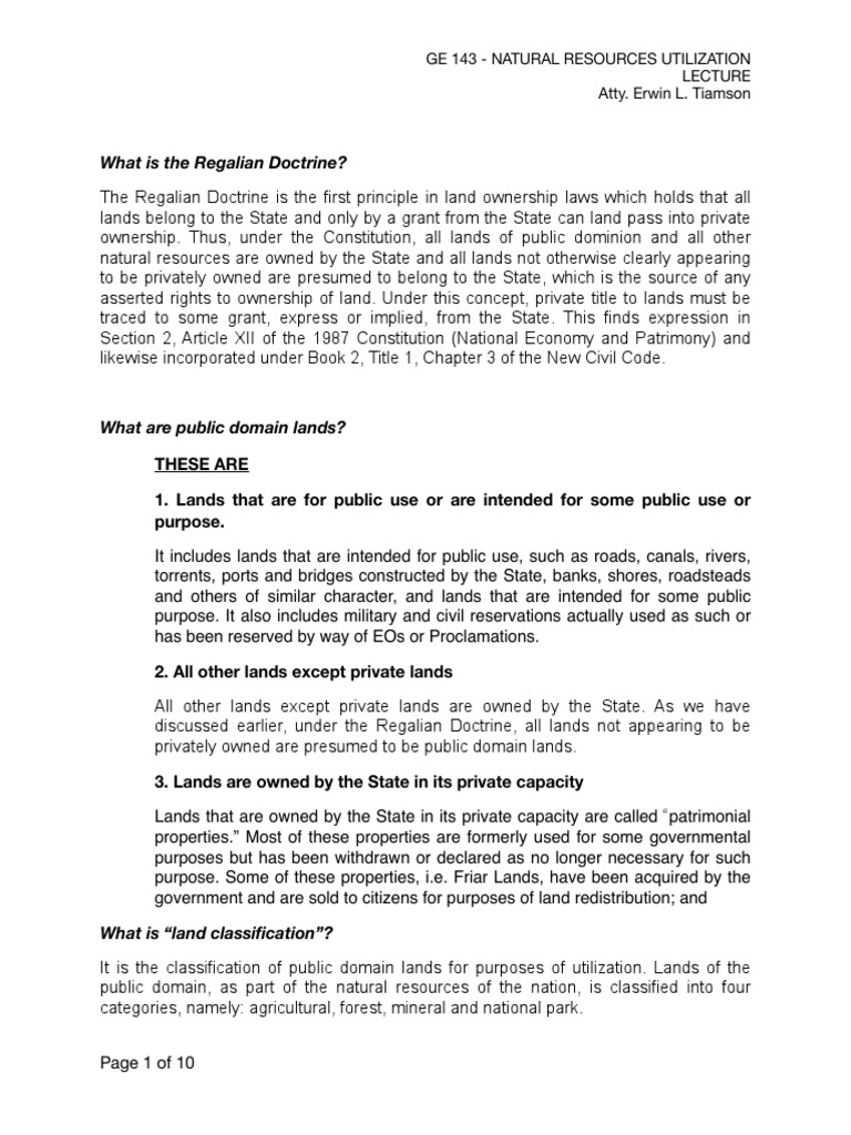 What Is The Regalian Doctrine? | PDF | Protected Area | Mining