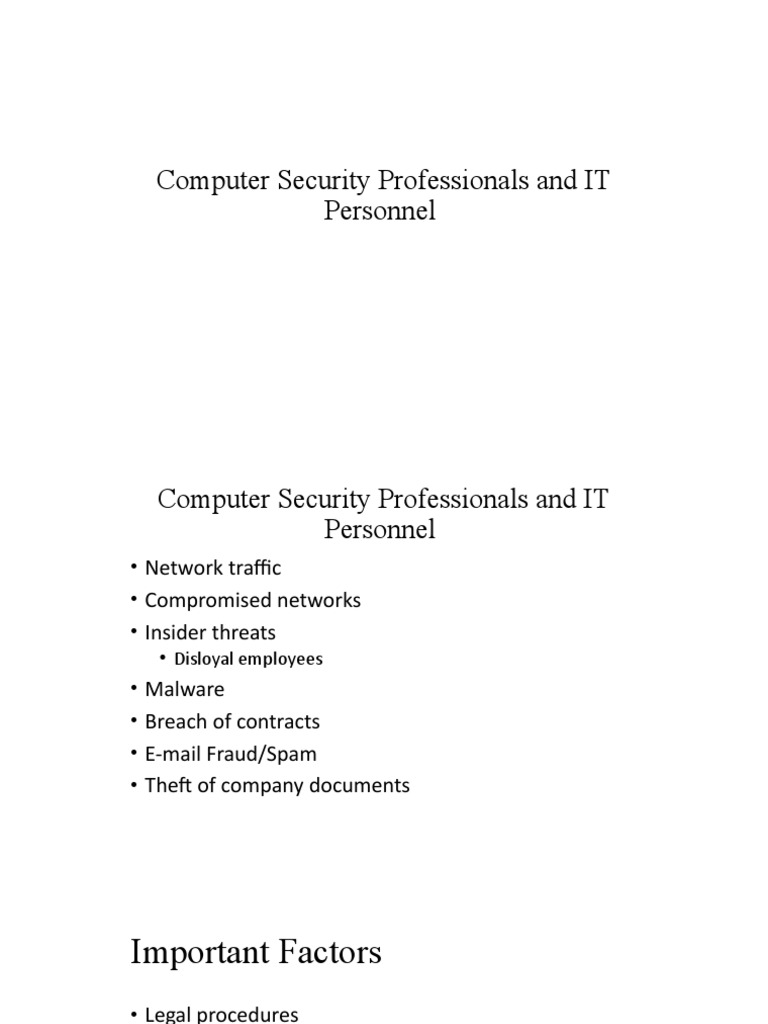 Computer Security Professionals and IT Personnel | PDF | Computer ...