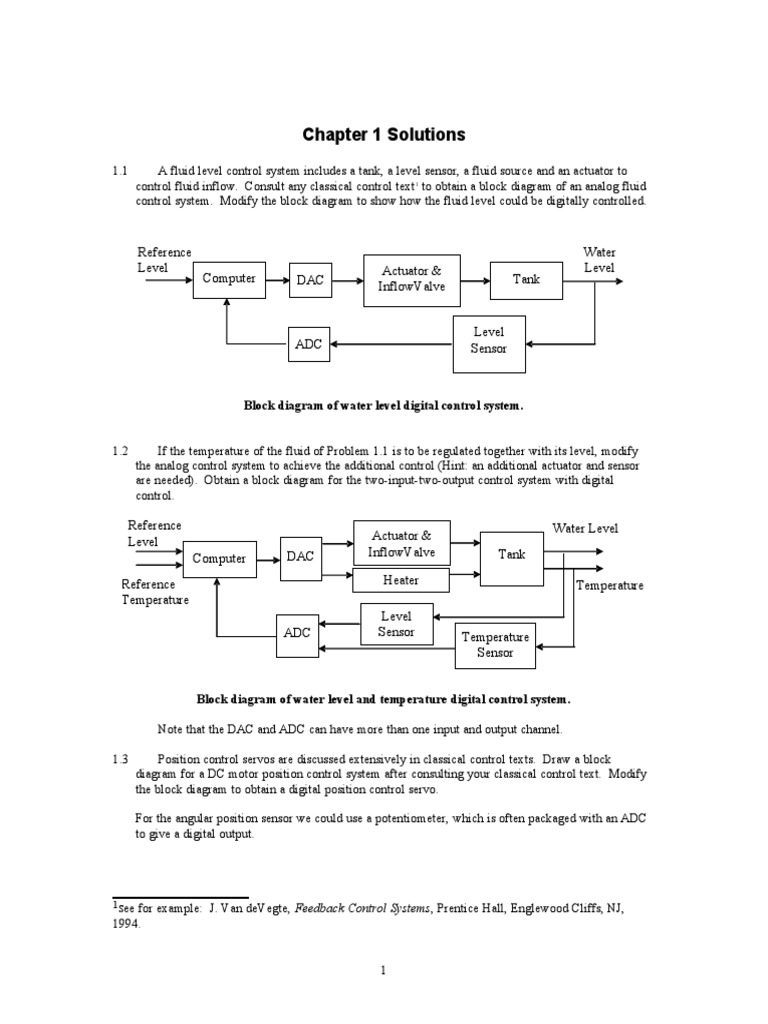 Chapter 1 Solutions: Block Diagram of Water Level Digital Control ...