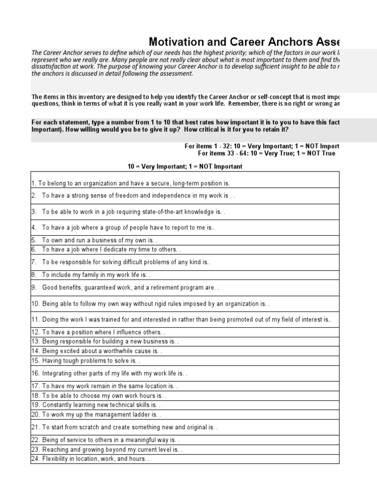 3 Career Anchor Calculations | PDF | Competence (Human Resources ...