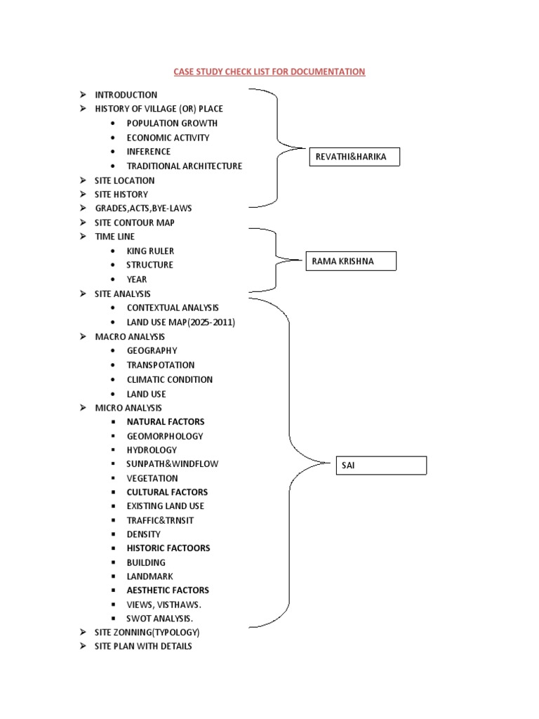 Case Study Documentation Checklist | PDF