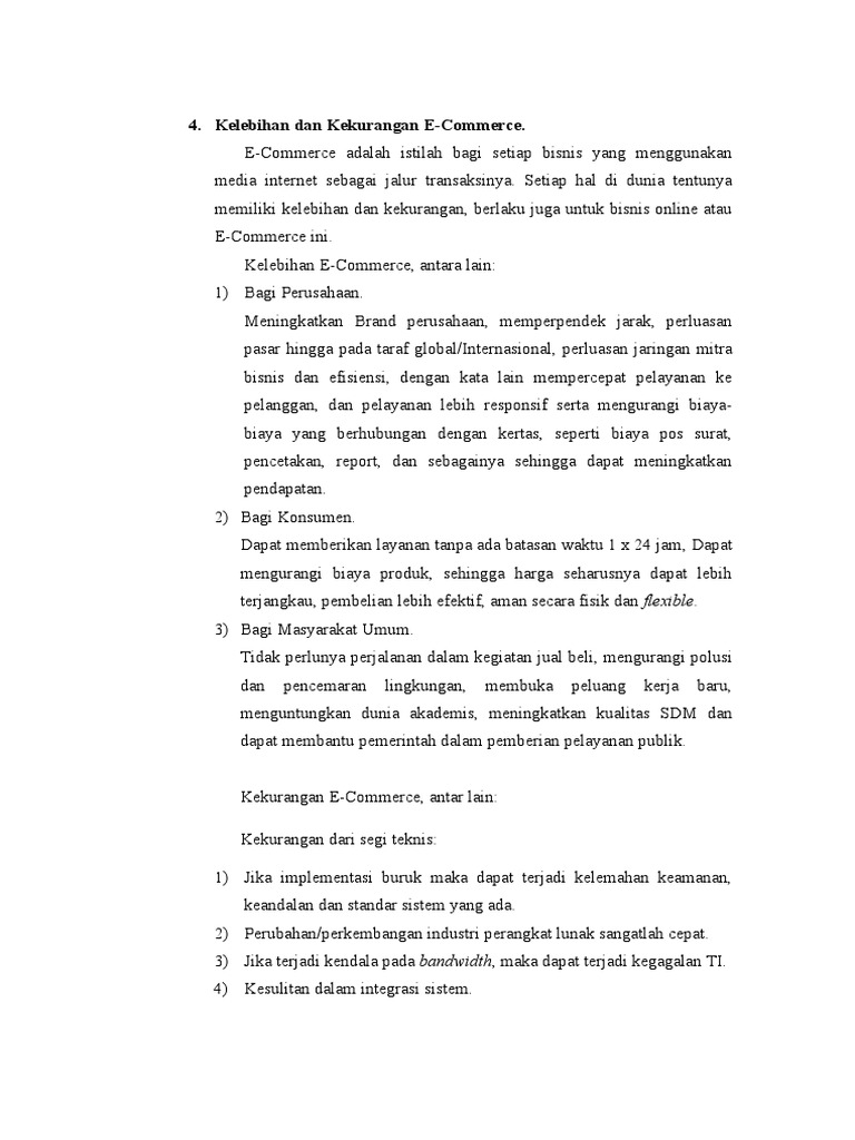 Kelebihan, Kekurangan & Contoh E-Commerce | PDF