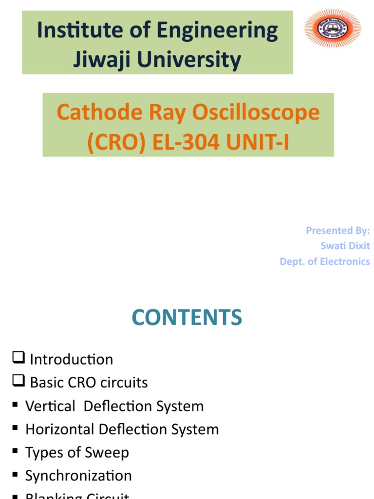 Cathode Ray Oscilloscope Unit-I | PDF | Amplitude | Electrical Engineering