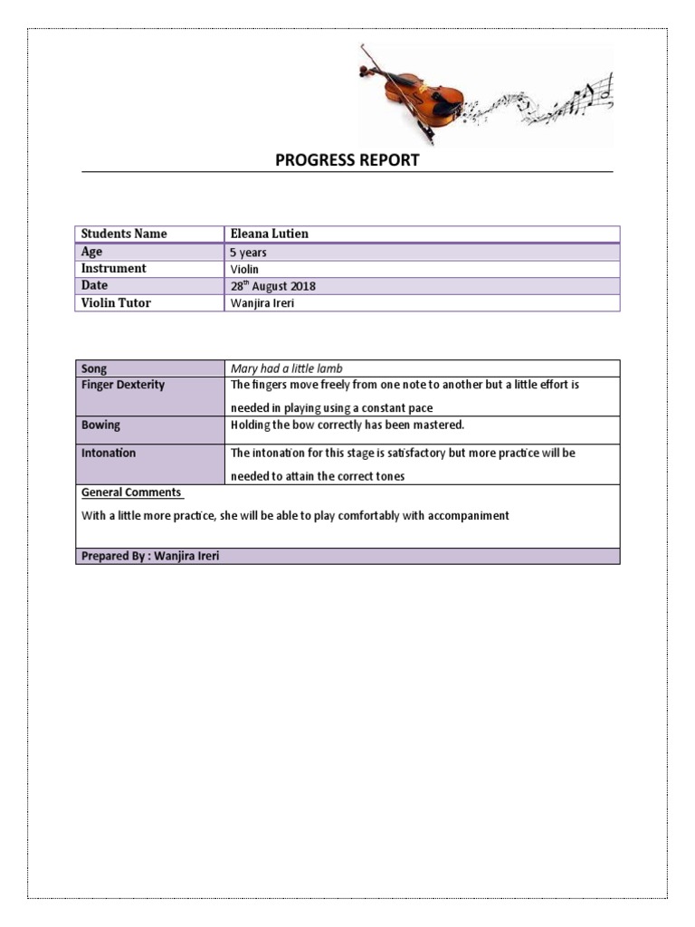 Violin Progress Report - 2 | PDF | Violin | String Instruments