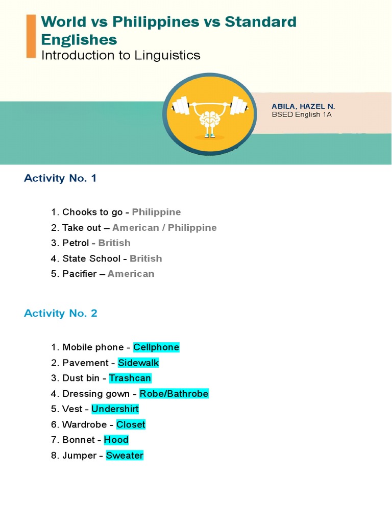 World VS Philippine VS Standard Englishes | PDF