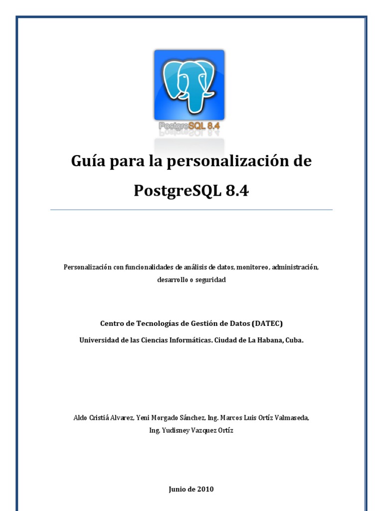 Guía para La Personalización de PostgreSQL 8.4 | PDF | Postgre Sql | SQL