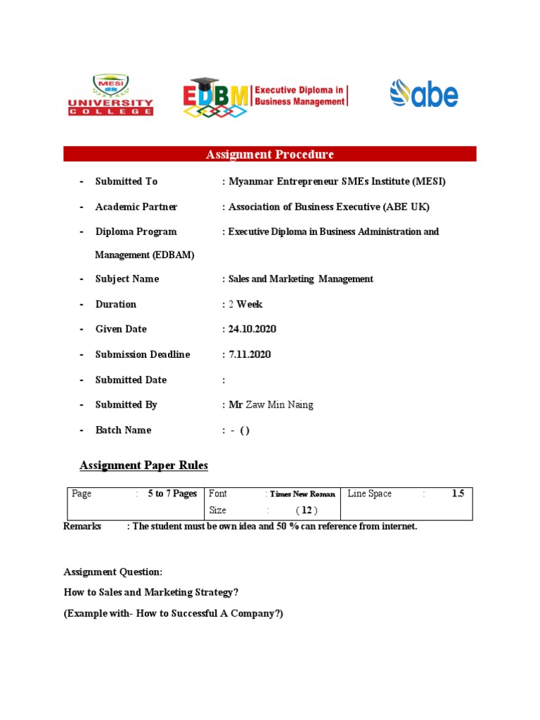Sales and Marketing Management Assignment | PDF