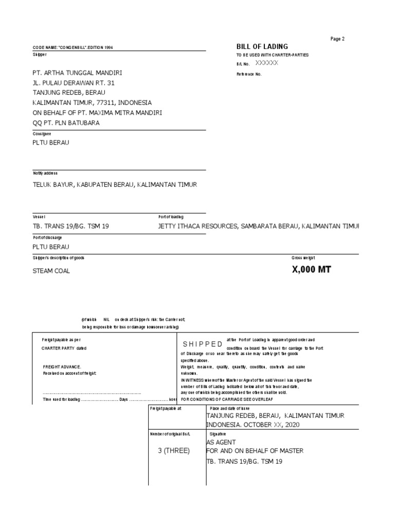 TB TRANS 19 - Bg. TSM 19 - DRAFT BL - 01 | PDF | Supply Chain ...
