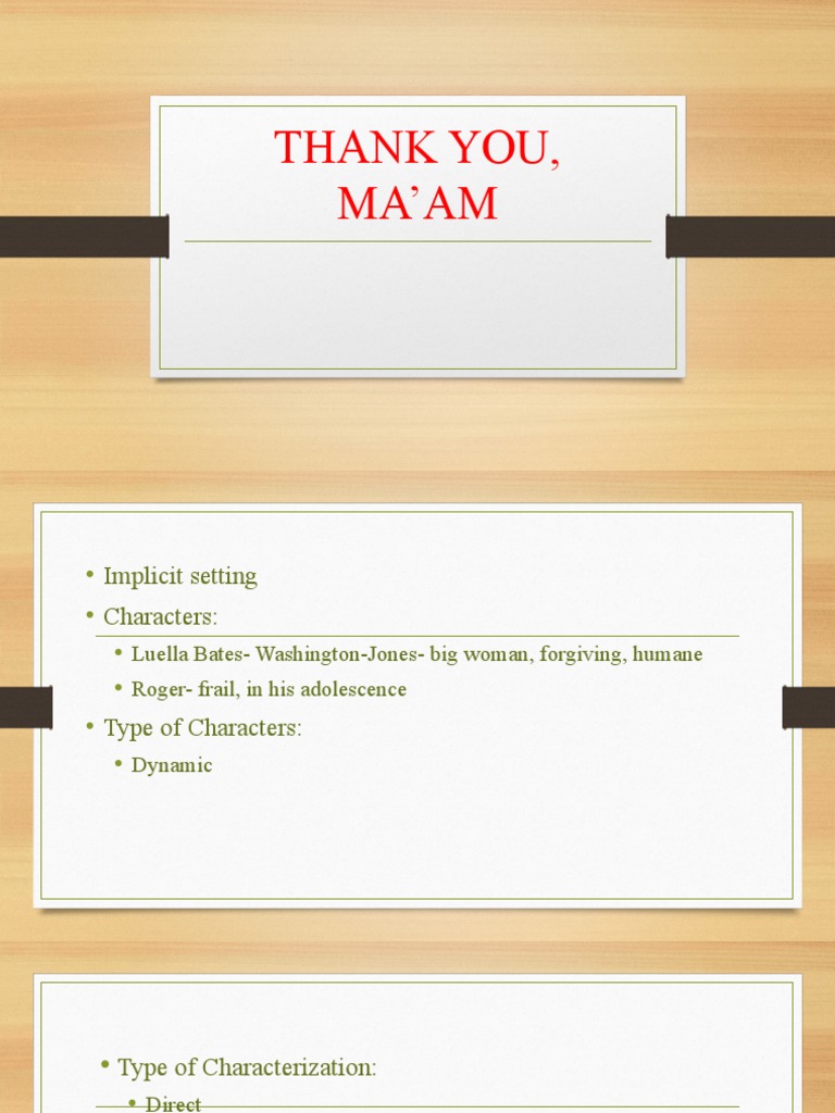Thank You, Ma'Am | PDF