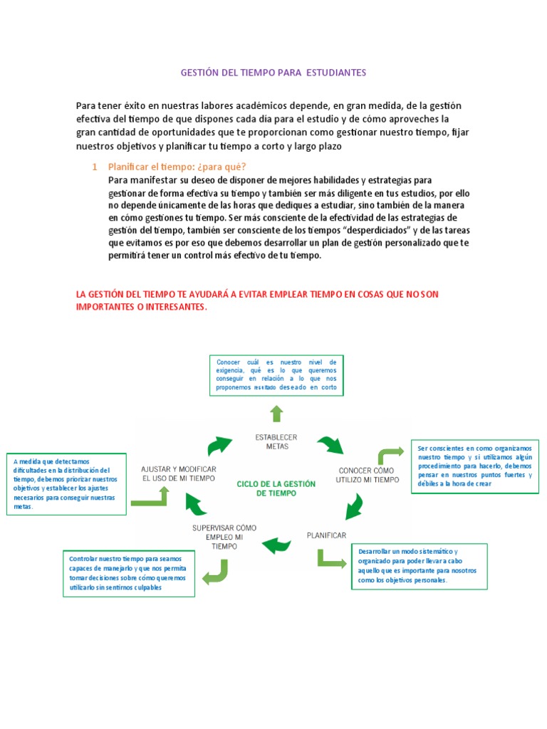 Gestión Del Tiempo para Estudiantes | PDF | Gestión del tiempo ...