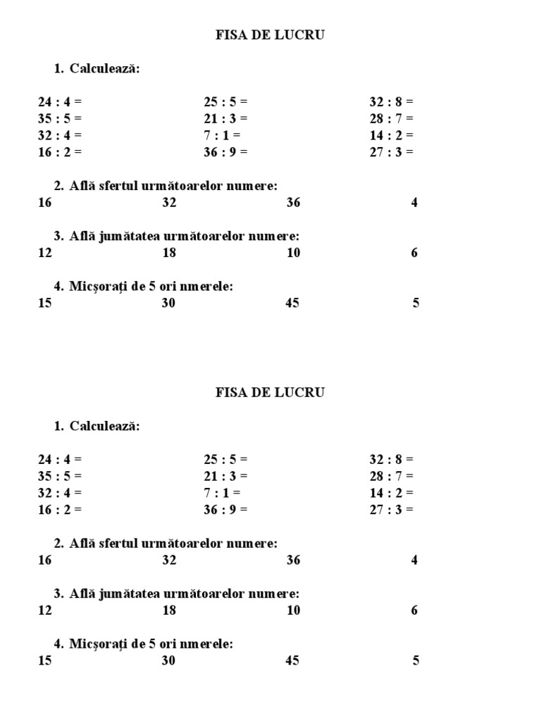 Matematica III Inmultire Si Impartire | PDF