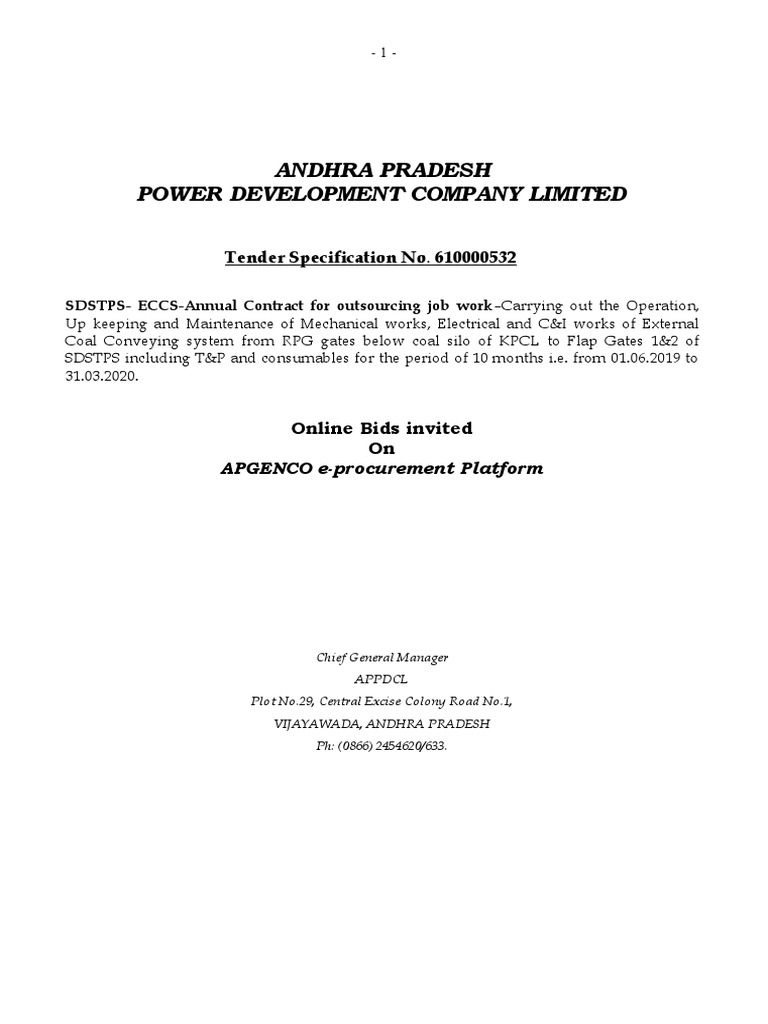 APPDCL Coal System Maintenance Tender | PDF | Public Key Certificate ...