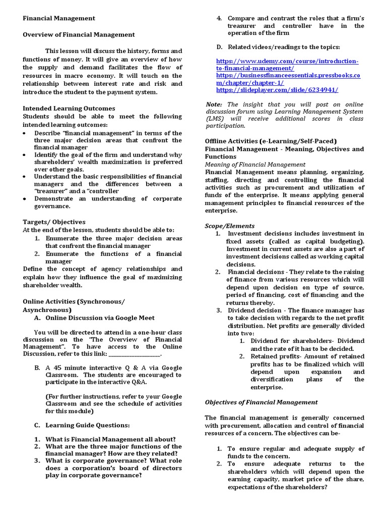 Compare roles of treasurer and controller in financial management | PDF ...